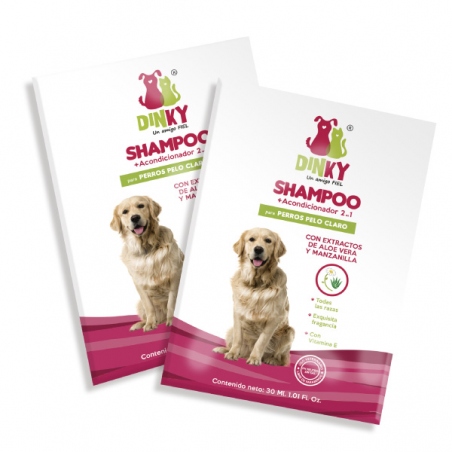 Shampoo 2en1 DINKY perro pelo claro sachet x30 ml